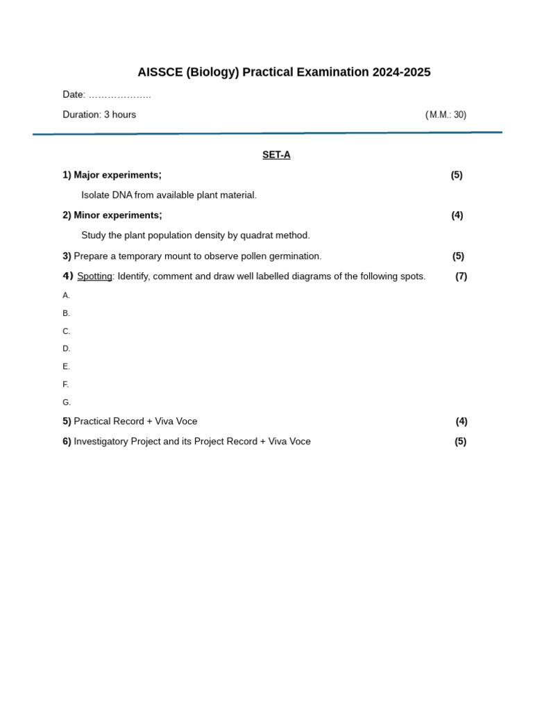 Biology Practical Exam | PDF