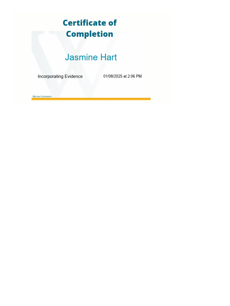 Certificate of Completion for Jasmine Hart | PDF