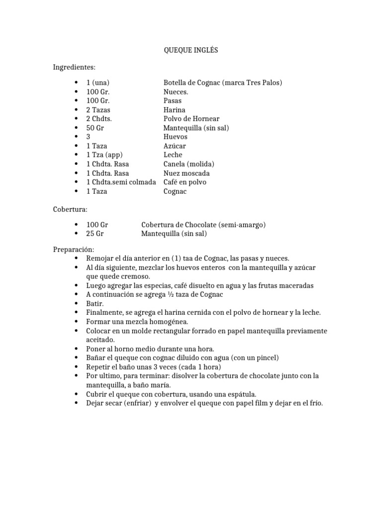 Queque Inglés | PDF