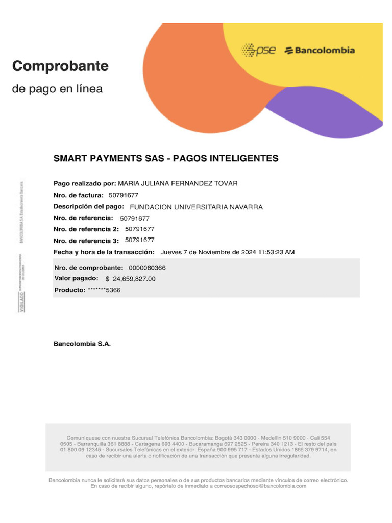 Comprobante de Pago en Linea | PDF
