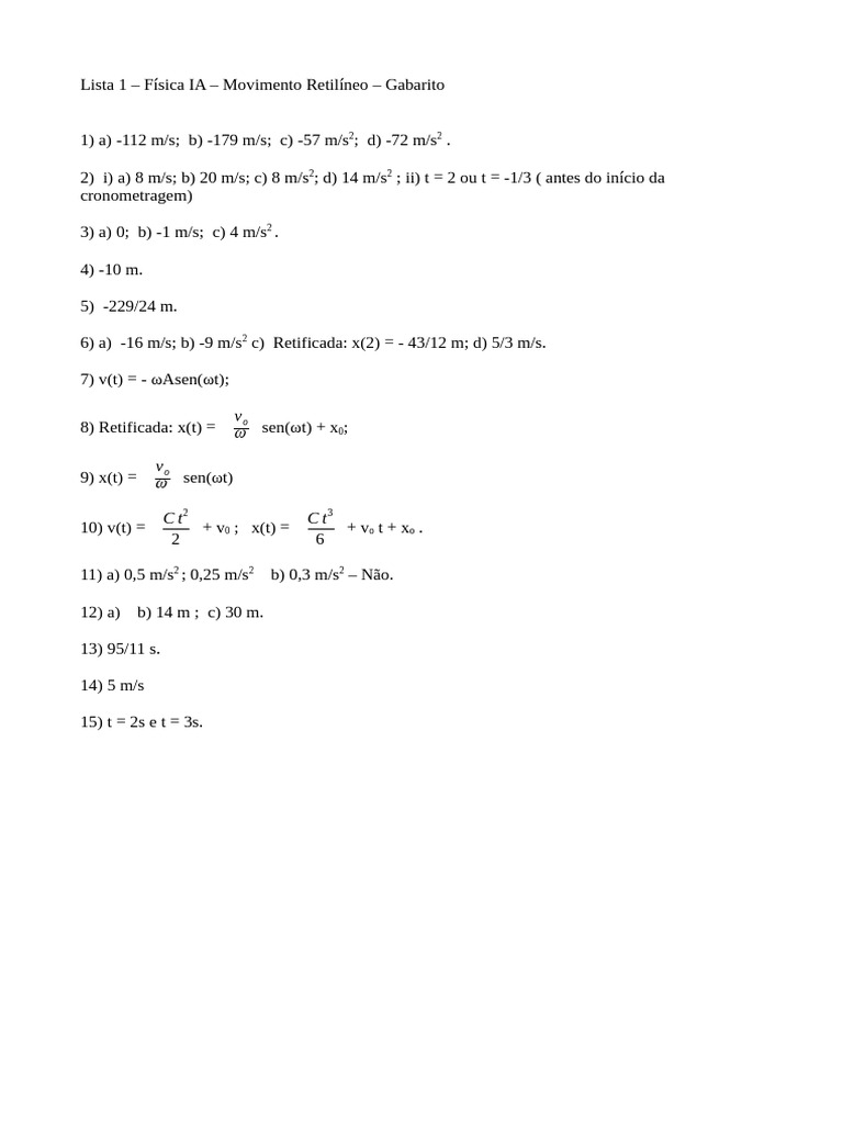 Gabarito Lista1 | PDF