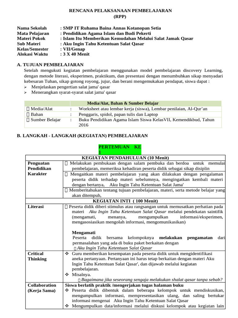 Contoh LKPD Pai SMP | PDF