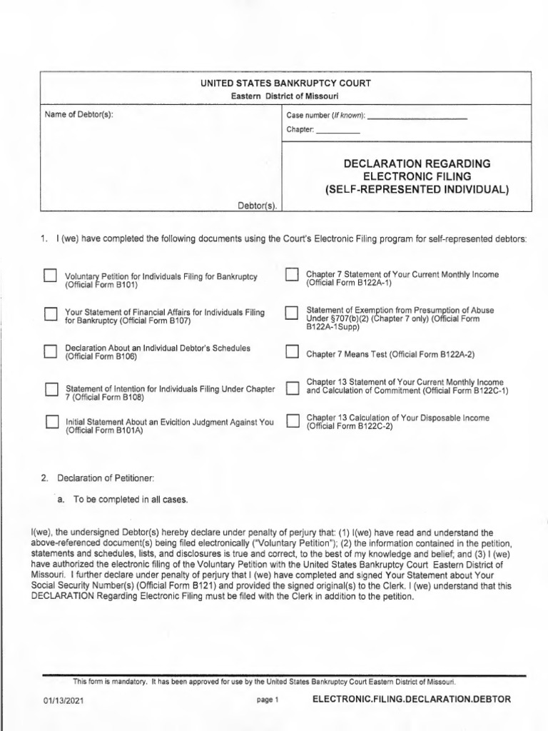 ESR Packet | PDF | Bankruptcy | Chapter 7