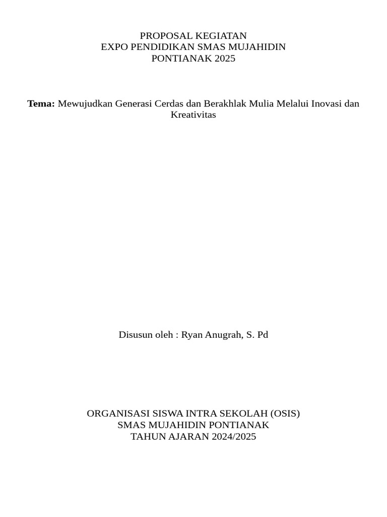 Contoh Teks Proposal SMAS MUJAHIDIN | PDF