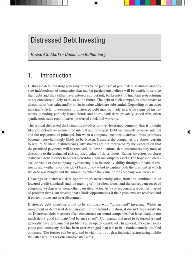 Distressed Debt Investing | PDF | Bonds (Finance) | High Yield Debt
