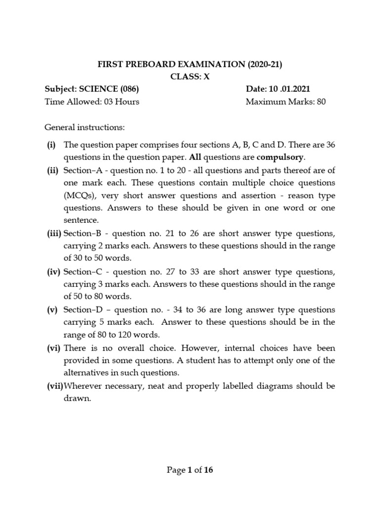 10th Science First-Pre-Board | PDF | Blood Pressure
