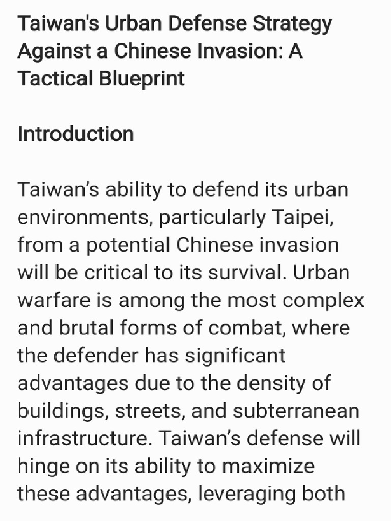 Taiwan Urban Defense | PDF