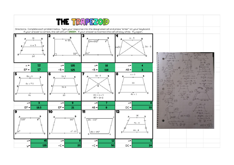6-5 Trapezoids Practice | PDF