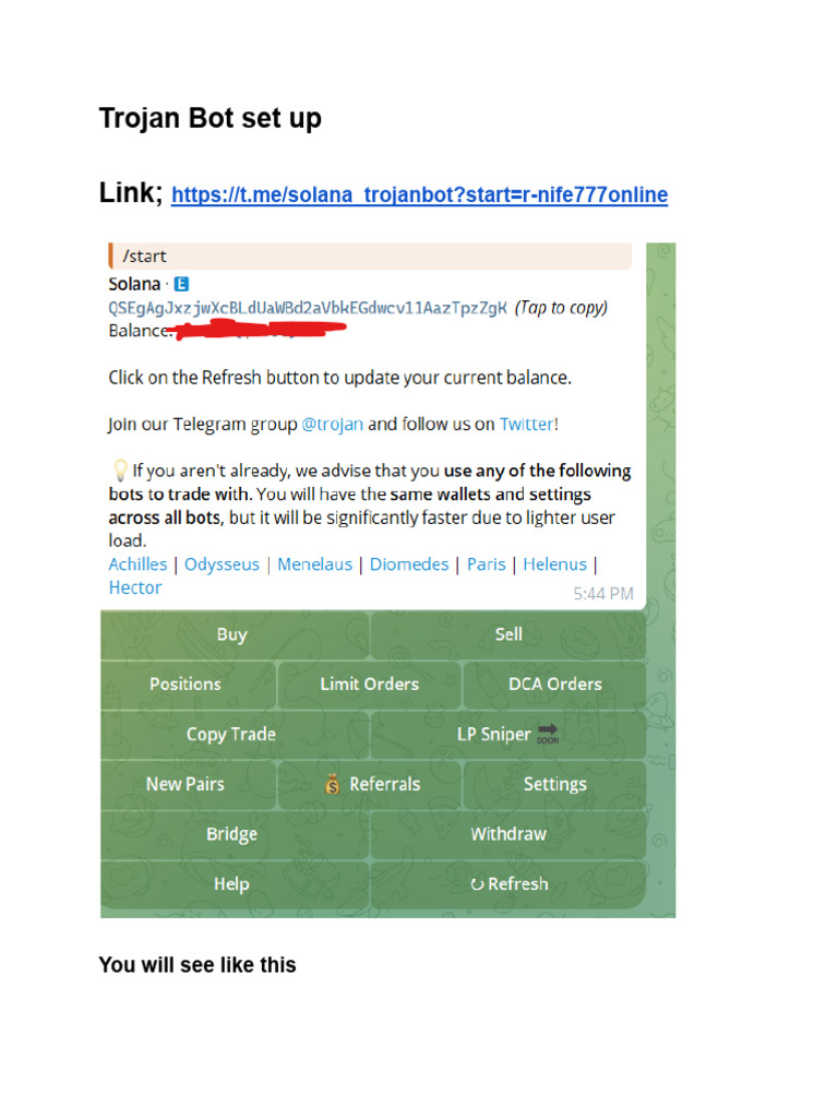 Trojan Bot Set Up | PDF