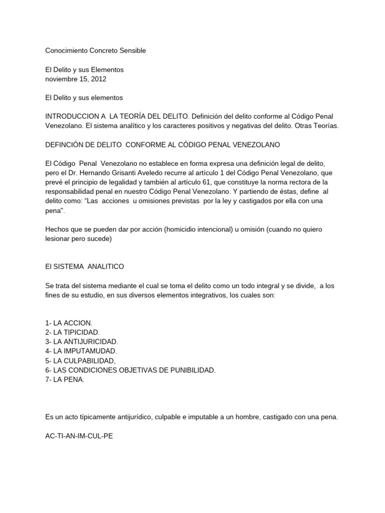 Conocimiento Concreto Sensible | PDF | Derecho penal | Ley común