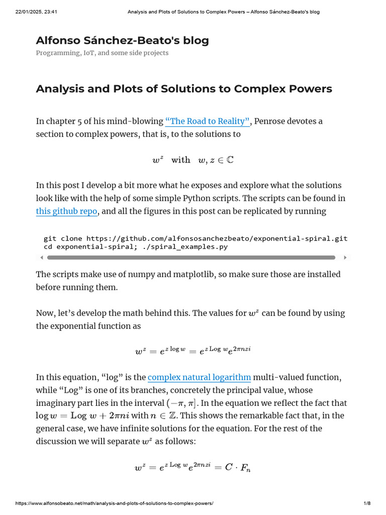 Complex Powers Analysis with Python | PDF | Logarithm | Complex Number