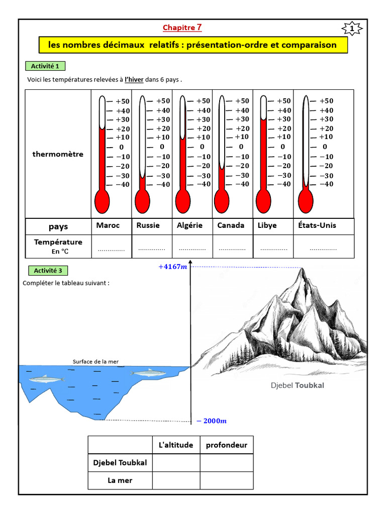 les nombres décimaux relatifs | PDF | Décimal | Nombre