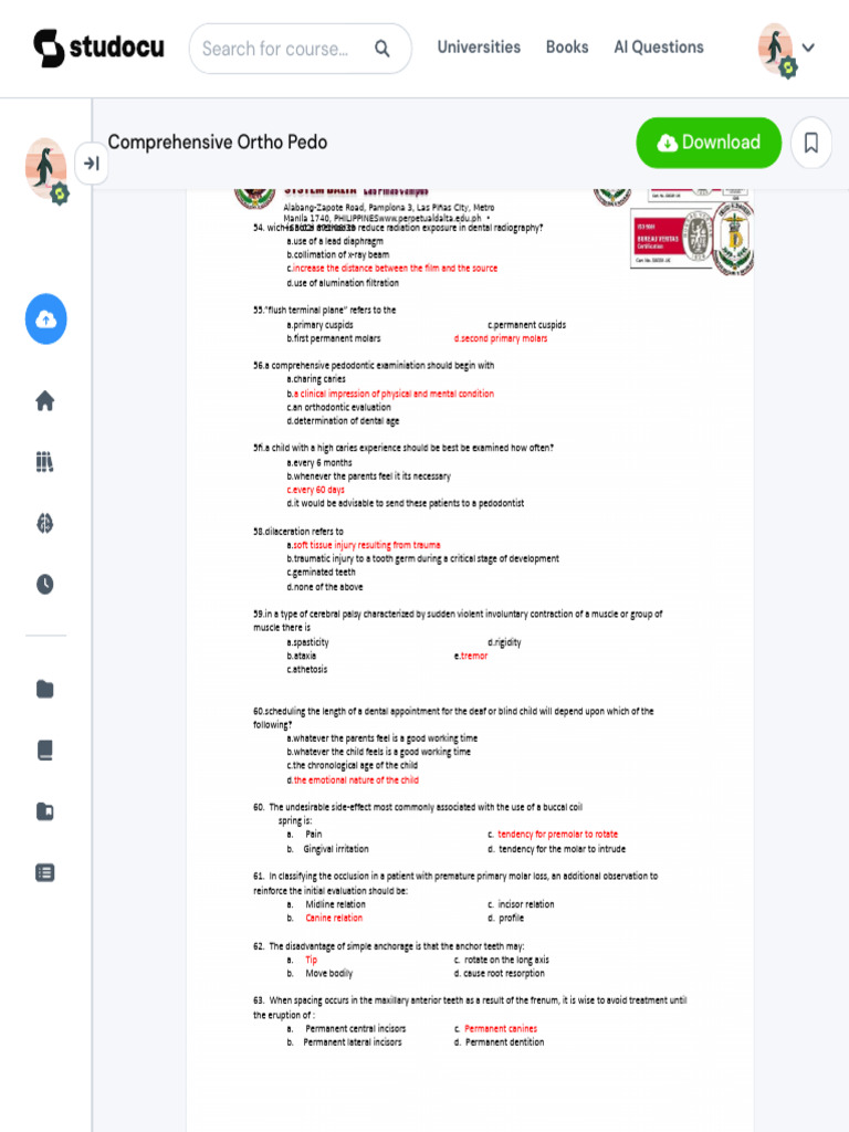 Comprehensive Ortho Pedo - Comprehensive examination Ortho-Pedo Prepared By Dr. Brian E ...