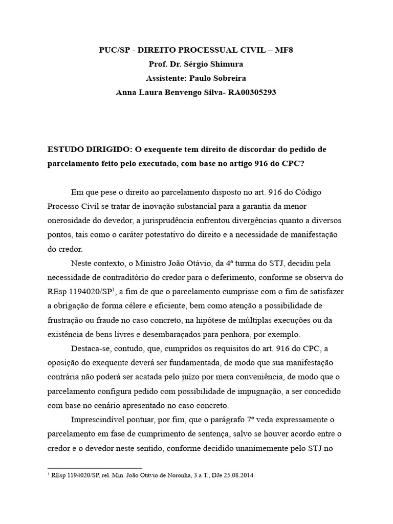 Estudo Dirigido - Processo Civil | PDF