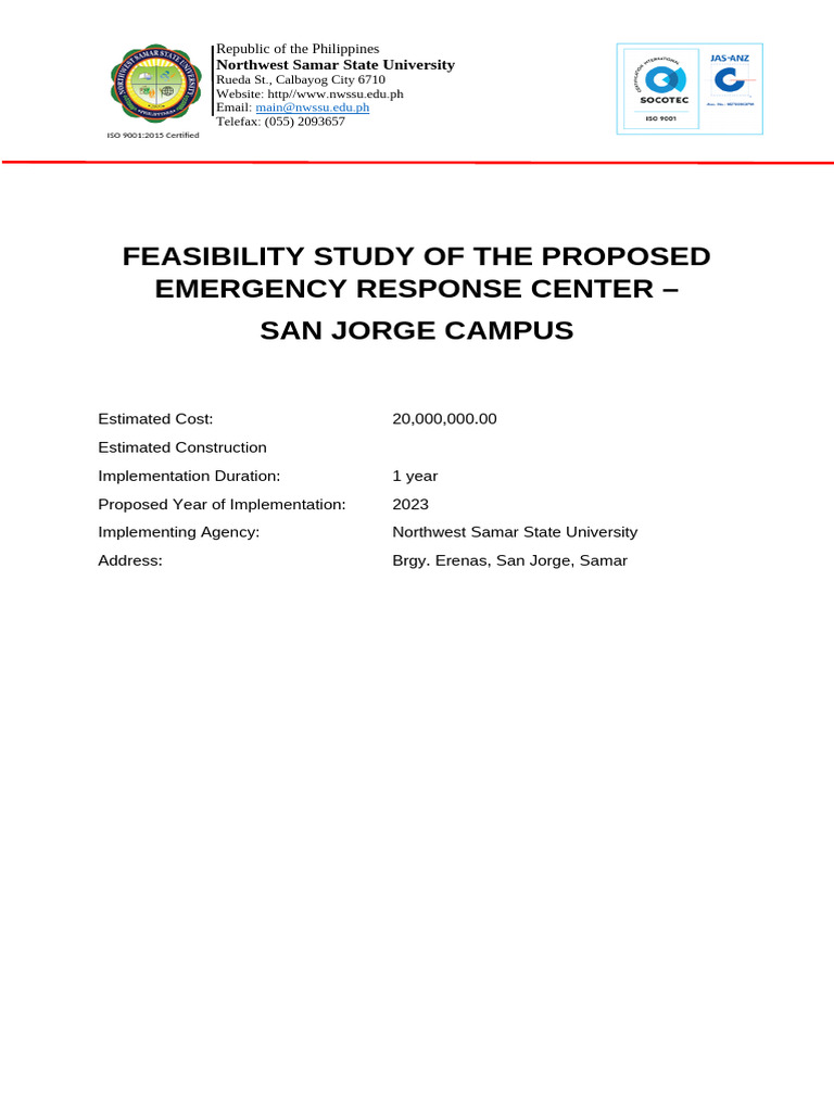 Emergency Center Feasibility Study | PDF | Emergency | Emergency Management