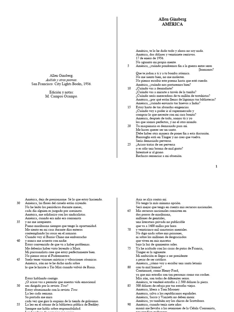 [4.1] Allen Ginsberg. América (1956) (1) | PDF