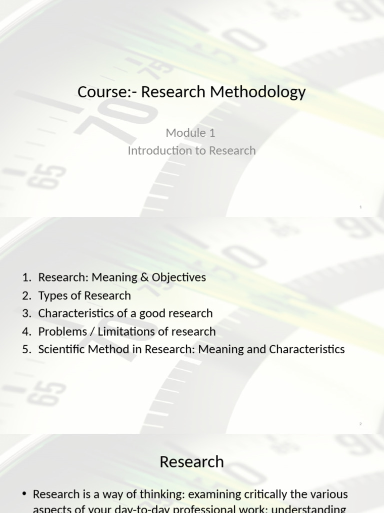 RM Module 1- RM PPT | PDF | Methodology | Scientific Method