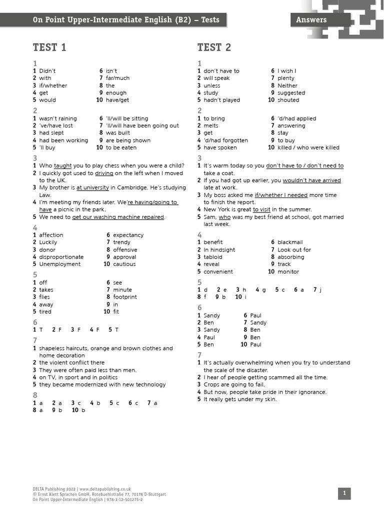 DO01 3-12-501277 Answers Tests B2 DL | PDF
