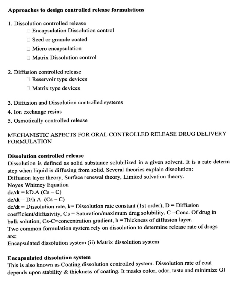 Approaches To Design Controlled Release Formulation | PDF | Solvation | Solubility