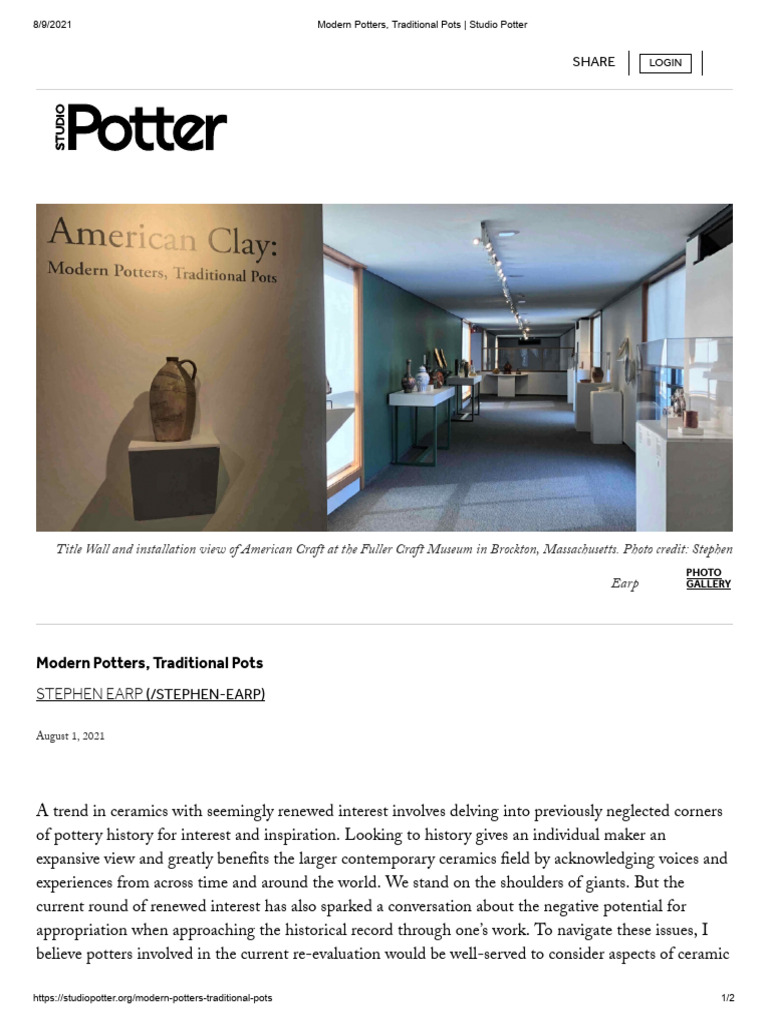 Earp, Stephen - Modern Potters, Traditional Pots - Studio Potter | PDF ...