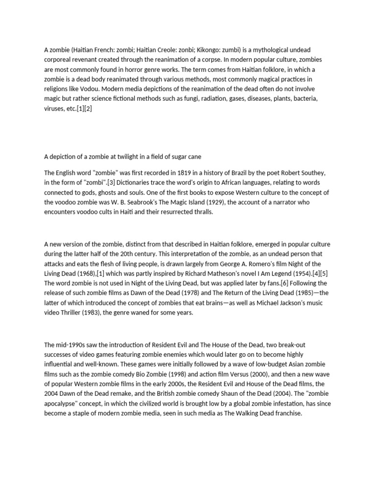 Evolution of Zombie Mythology and Media | PDF | Zombies