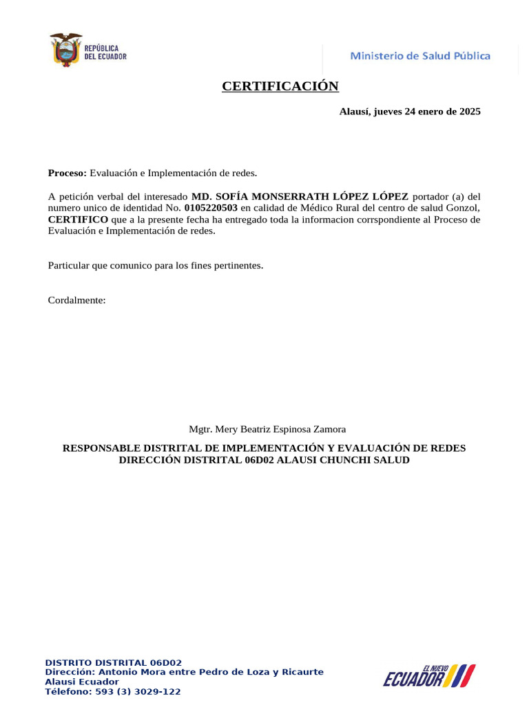 CERTIFICADO DOC MERY | PDF