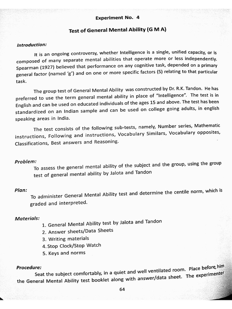 General Mental Ability Test - Methodology | PDF