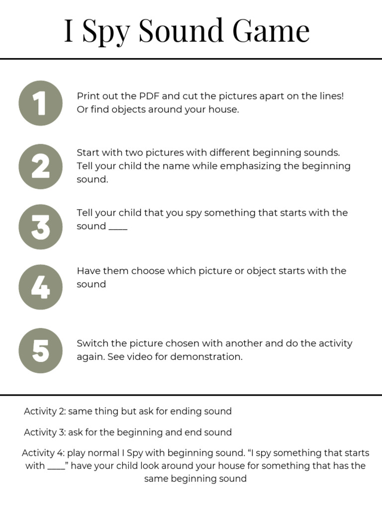 I Spy Sound Game for Kids | PDF