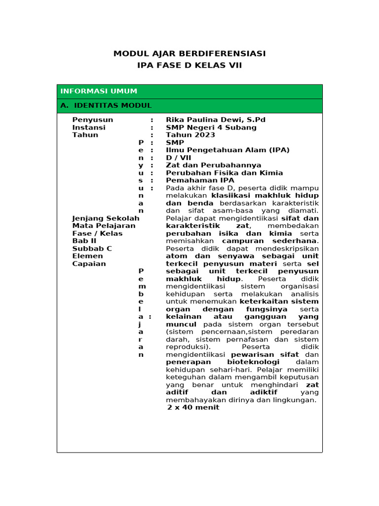 Modul Ajar BAB II - Rika Suvervisi Baru | PDF