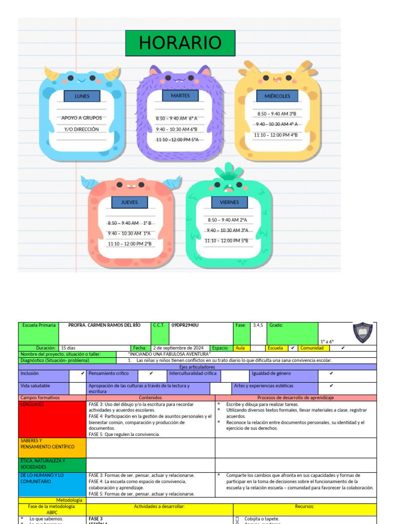Planeación Tics Semana 1 2024 - 2025 - 071204 | PDF | Escuelas