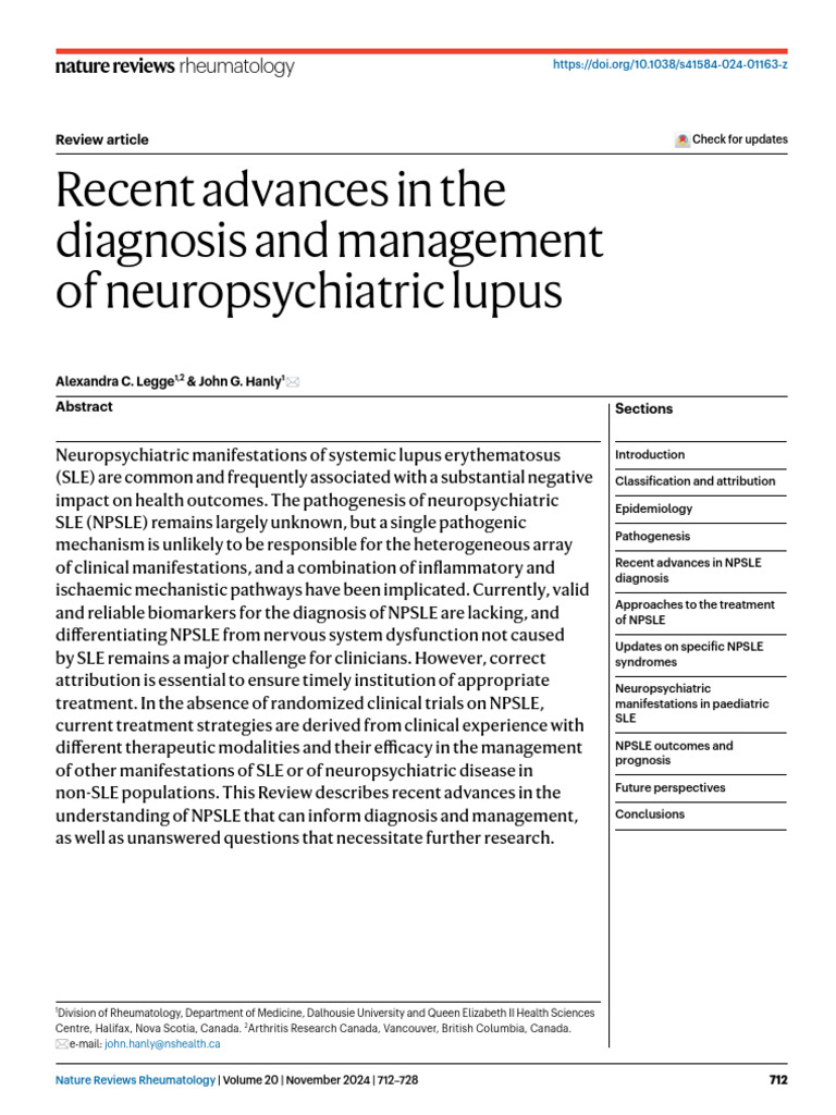 Recent advances in the diagnosis and management of neuropsychiatric ...