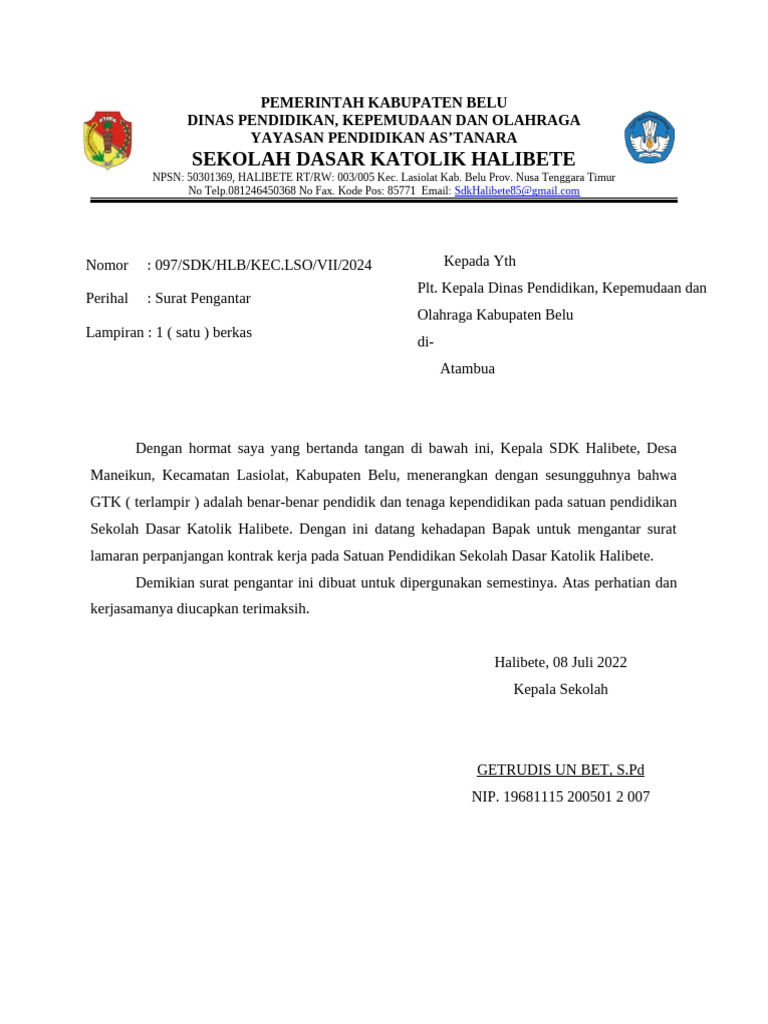 Surat Pengantar Dinas | PDF