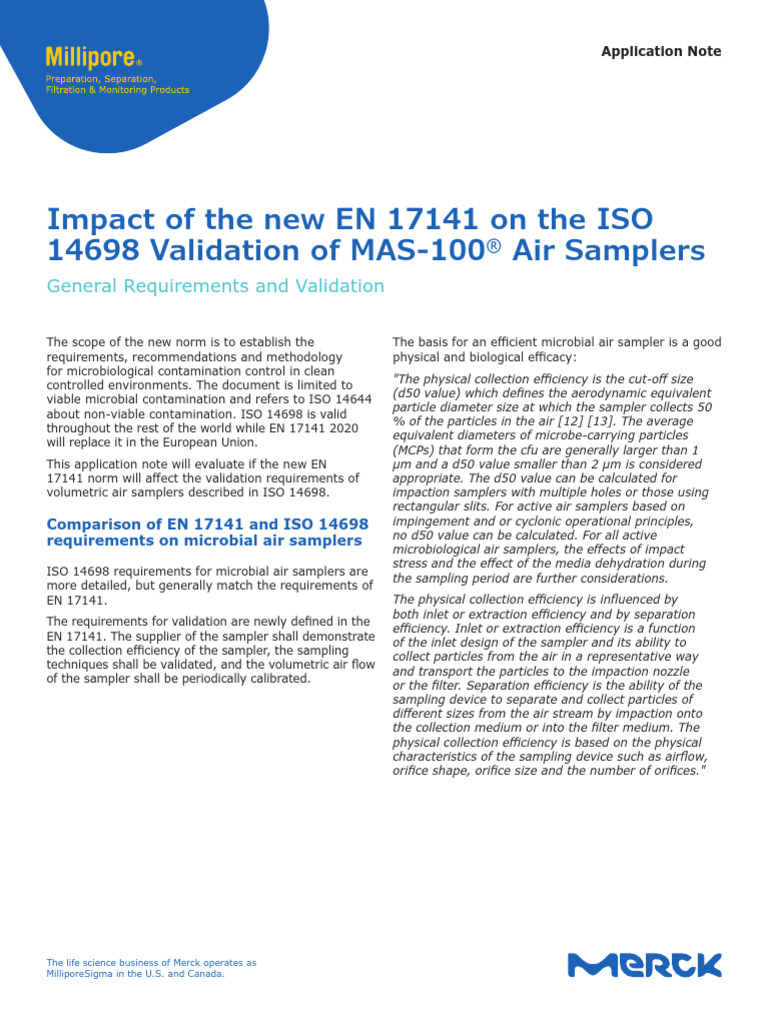 Millipore Merck MAS-100 | PDF | Colony Forming Unit | Calibration