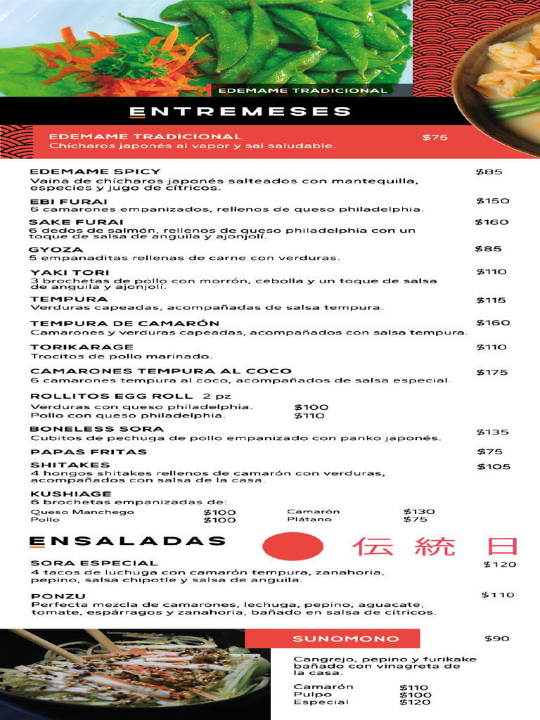 MENÚ - Sora Sushi 2024 | PDF