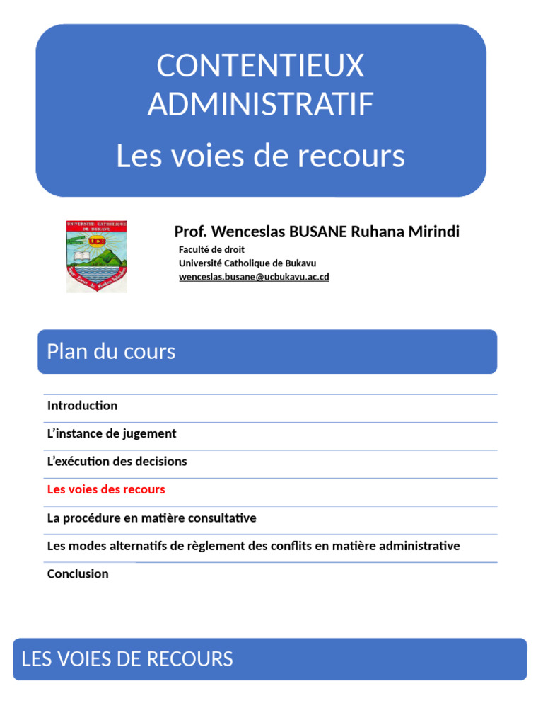 Voies de Recours en Contentieux Administratif | PDF | Magistrat ...