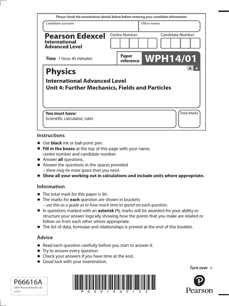 Questionpaper Unit4 (WPH14) June2021 | PDF | Atoms | Proton