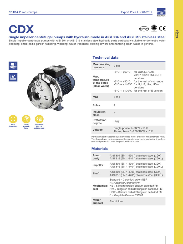 Data_sheet_CDX_200_12_ | PDF | Pump | Mechanical Engineering