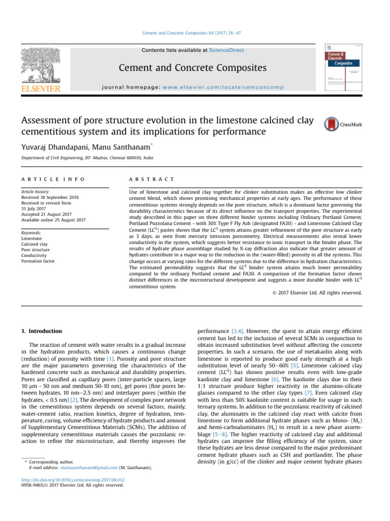 Limestone Calcined Clay Cement Pore Analysis | PDF | Cement | Porosity