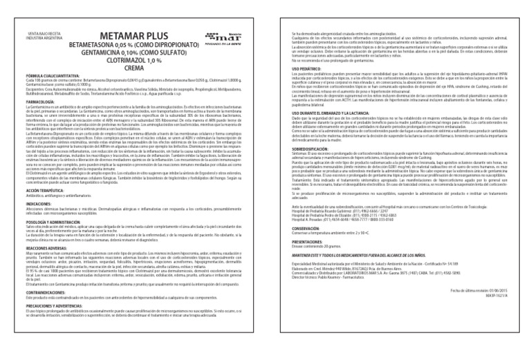 Metamar Plus | PDF | Corticosteroides | Inflamación