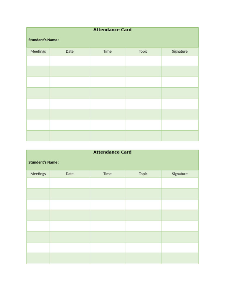 Attendance Card | PDF