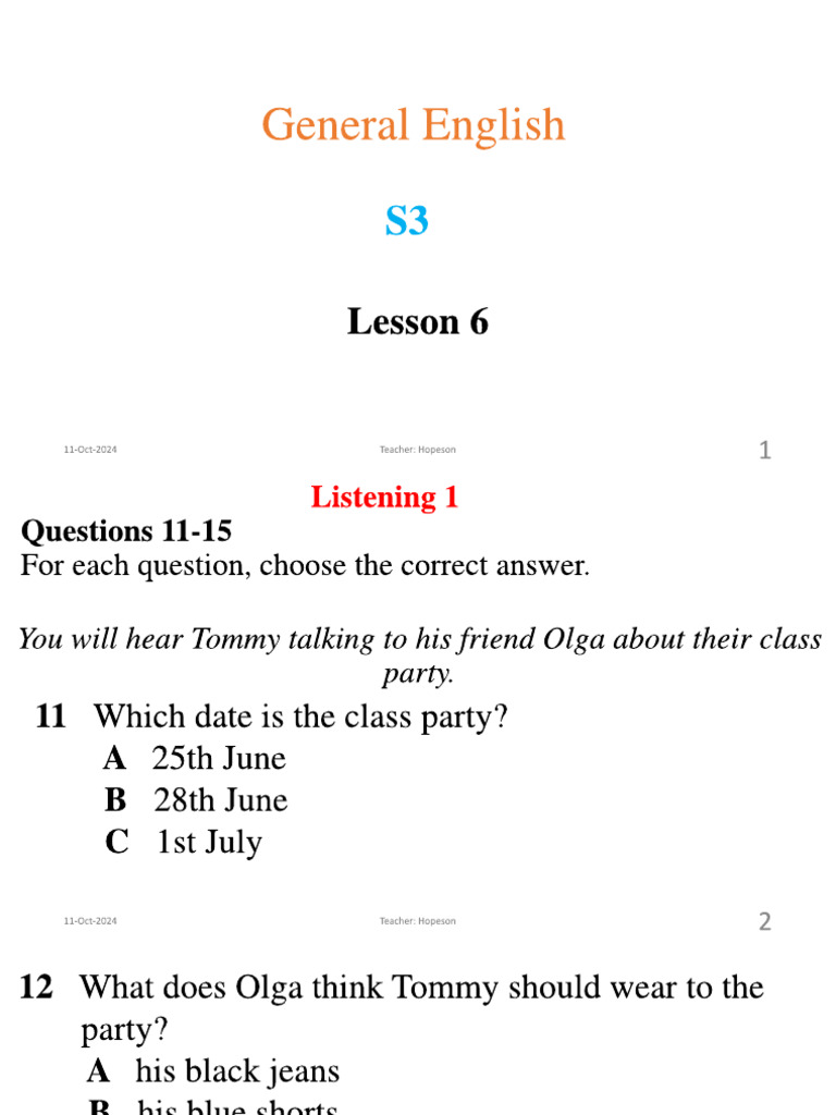 S3 - Lesson 6 | PDF