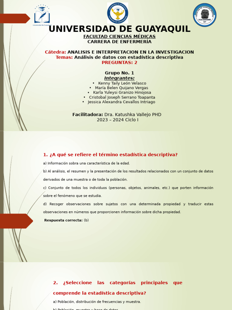 Preguntas Grupo 1 | PDF | Estadísticas descriptivas | Modo (Estadísticas)