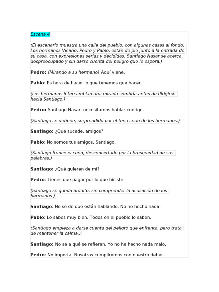 escena Santiago y hermanos vicario | PDF