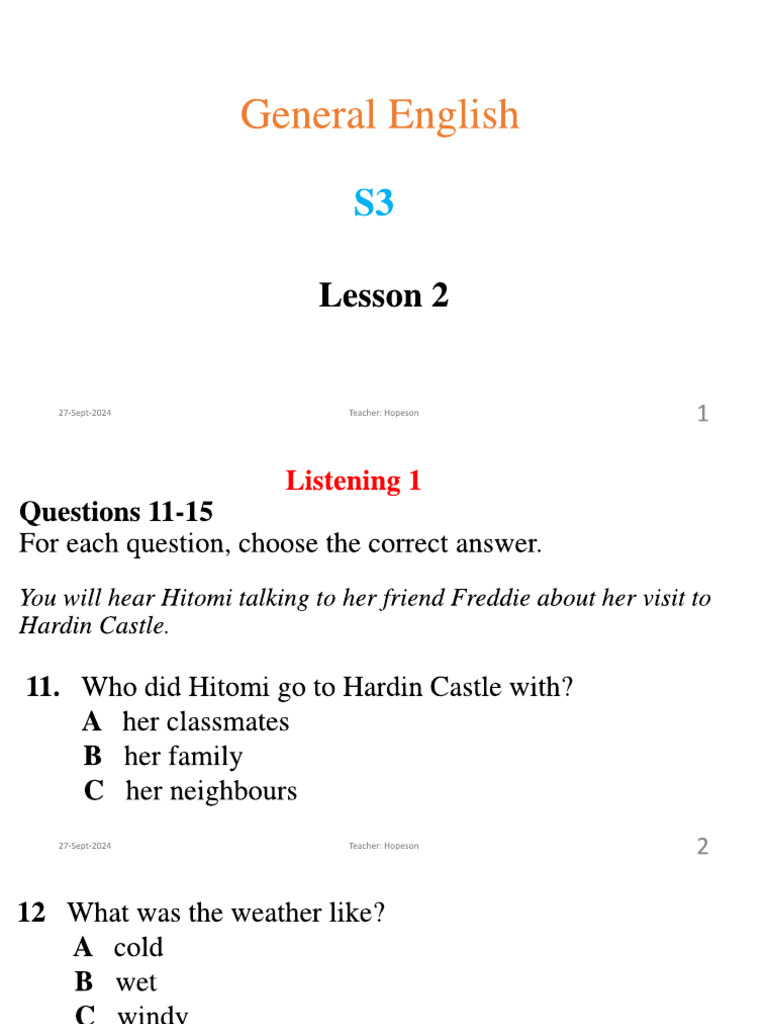 S3 - Lesson 2 | PDF
