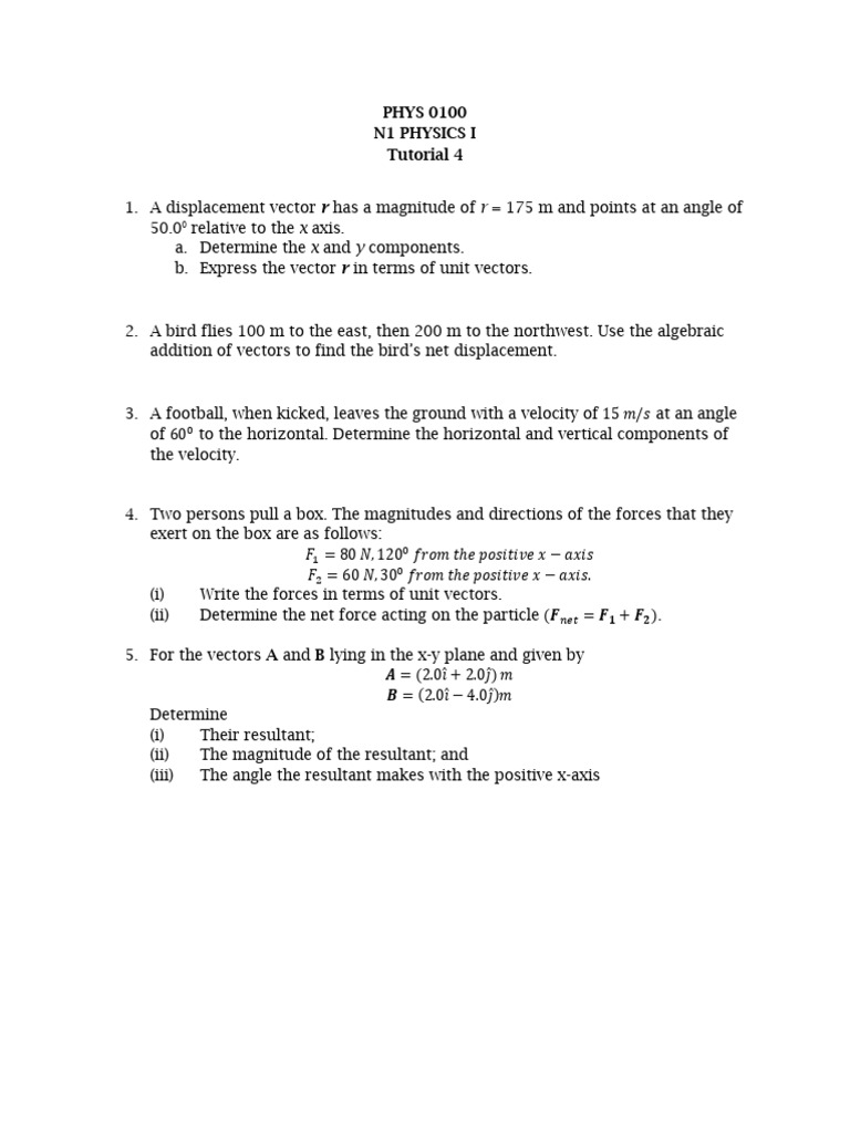 Tutorial 4 Vectors SC | PDF