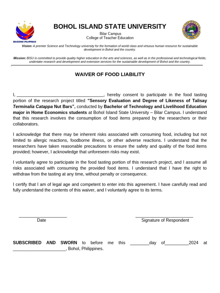 6 - Waiver of Food Liability | PDF | Foods