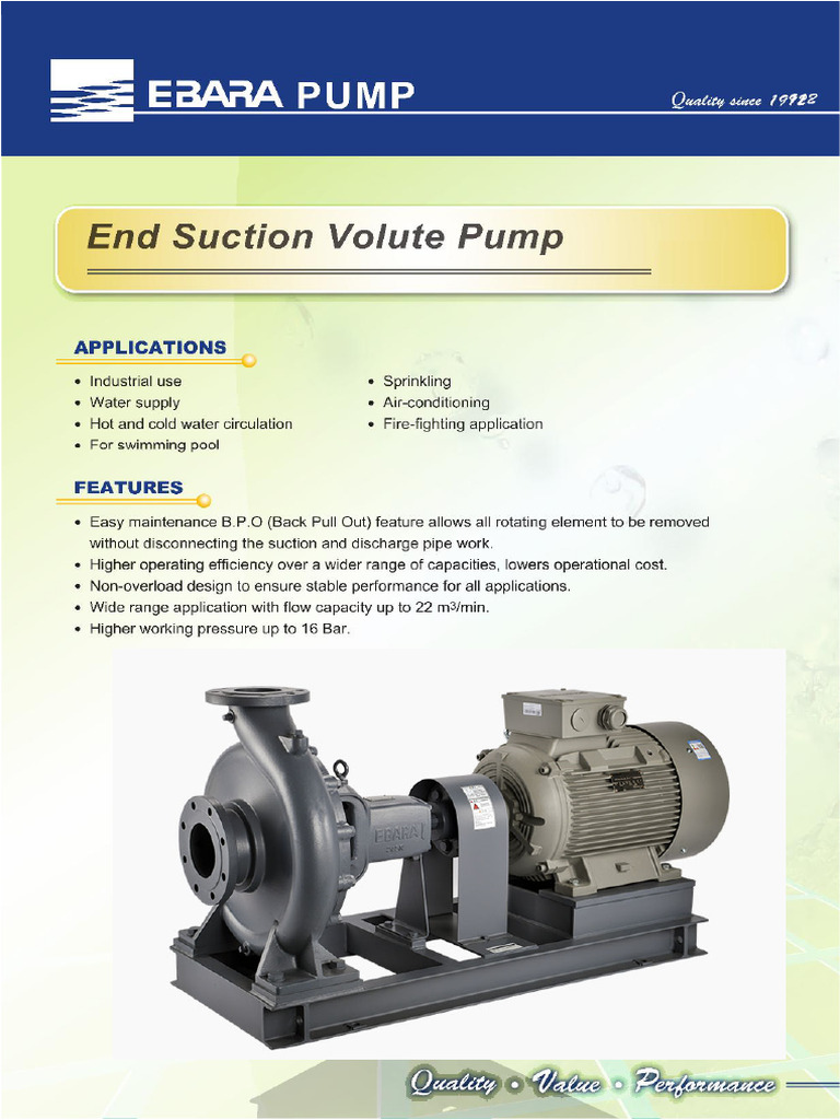 End Suction Pump Technical Data Sheet | PDF | Pump | Fluid Mechanics