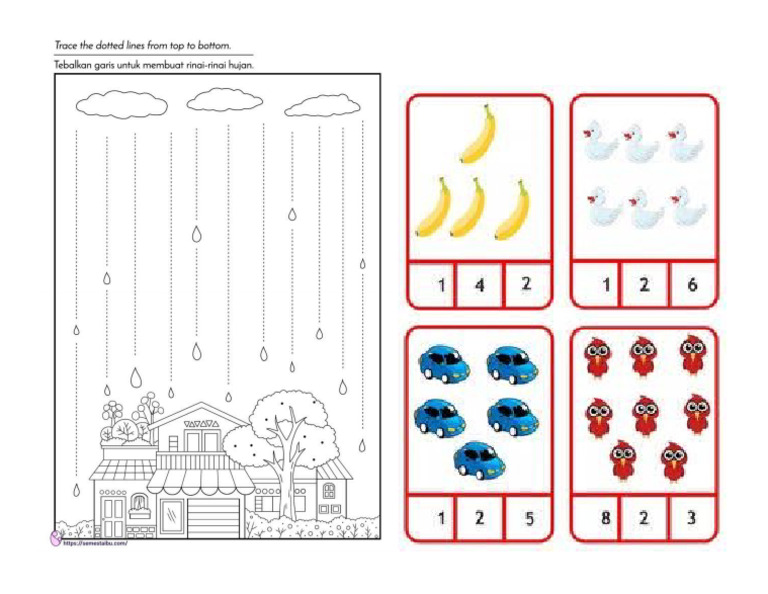 tracing garis lurus awan dan mencocokan angka | PDF