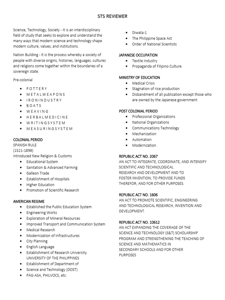 STS QUIZ REVIEWER | PDF | Nanotechnology | Nanomaterials