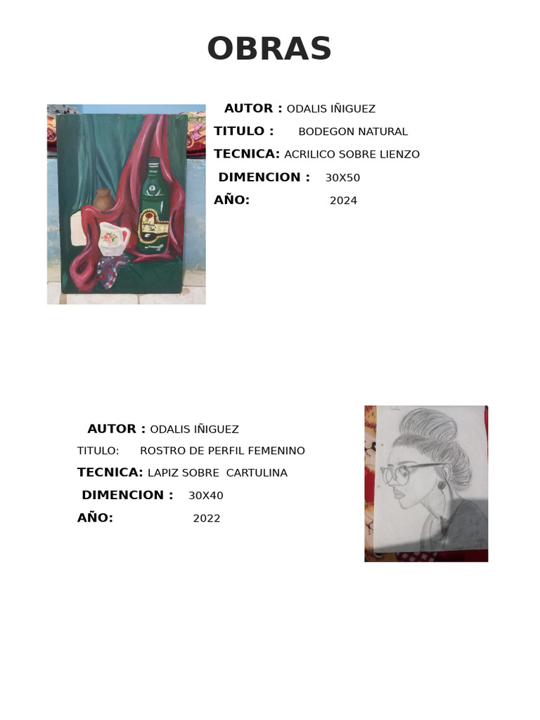 Obras de Odalis Iñiguez: Acrílico y Madera | PDF